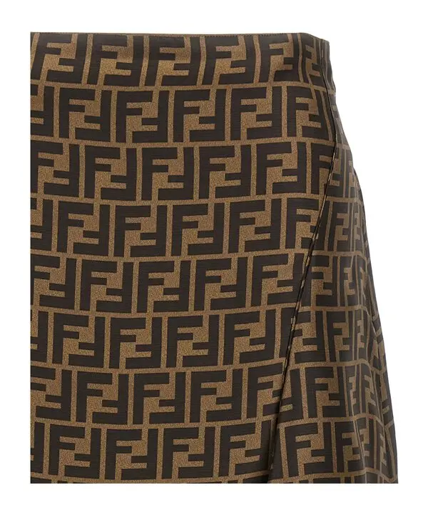 Fendi Ff Pattern High-waisted Maxi Skirt - Brown