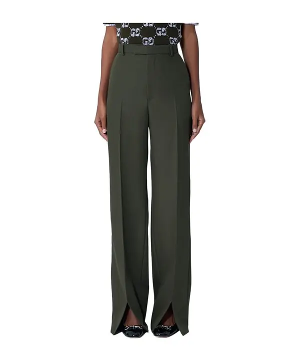 Gucci Embossed Wide-leg Pants With Front Pleats