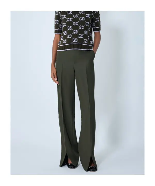 Gucci Embossed Wide-leg Pants With Front Pleats