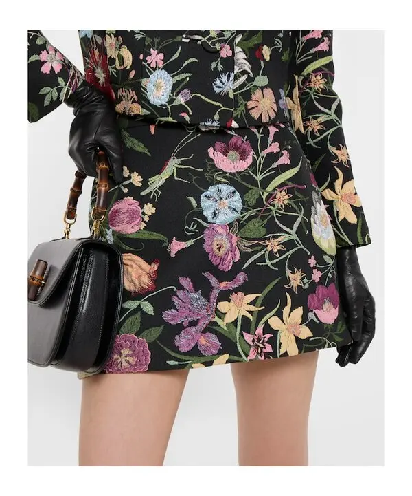 Gucci Flora Silk Brocade Mini Skirt