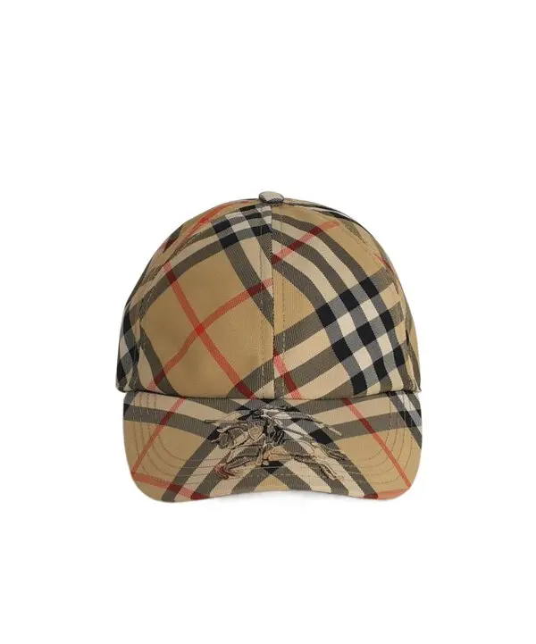Burberry Check Printed Baseball Cap - Beige