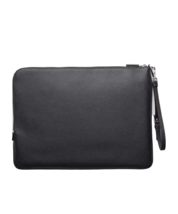 Prada Large Saffiano Leather Pouch With Removable Wristband