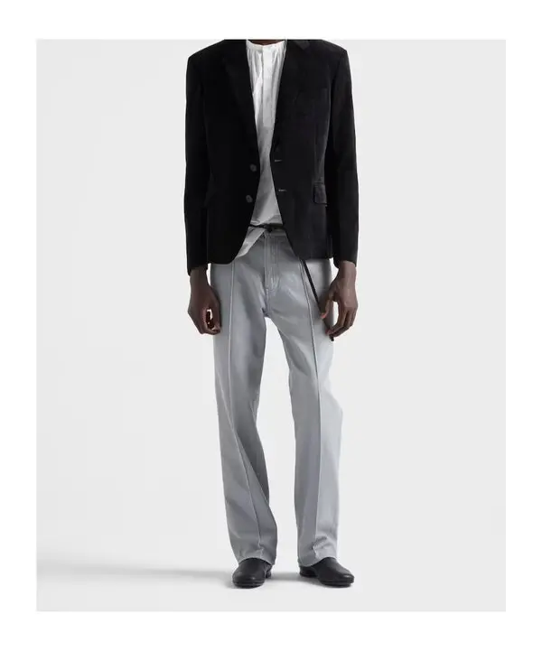 Prada Logo Patch Straight-leg Jeans - Gray