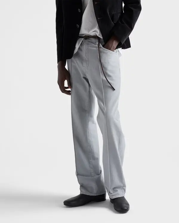 Prada Logo Patch Straight-leg Jeans - Gray