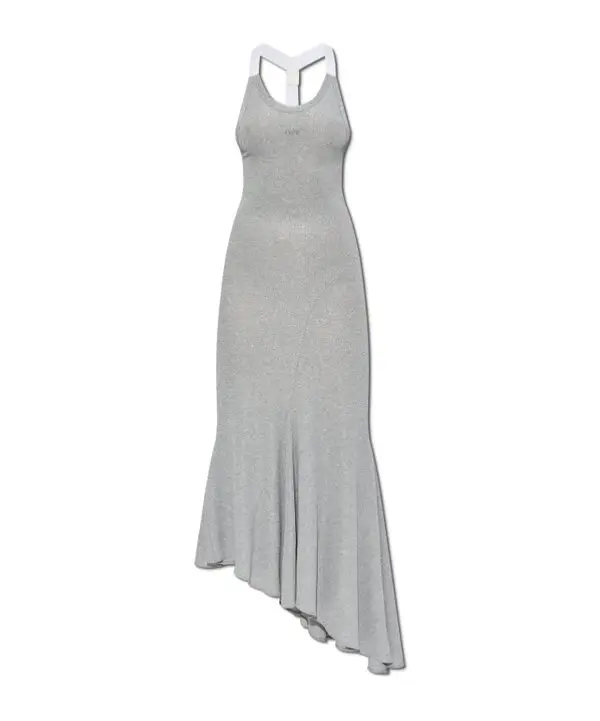 Off-White Sleeveless Cut-out Asymmetric Dress - Gray