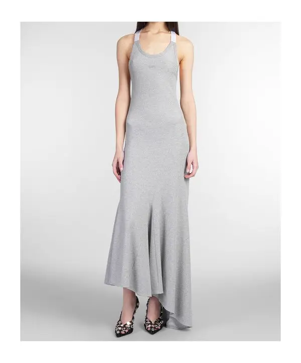 Off-White Sleeveless Cut-out Asymmetric Dress - Gray