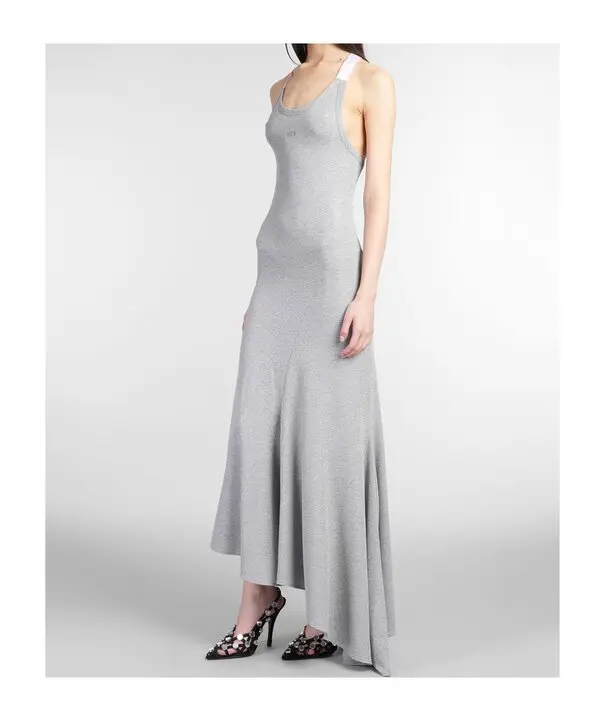 Off-White Sleeveless Cut-out Asymmetric Dress - Gray