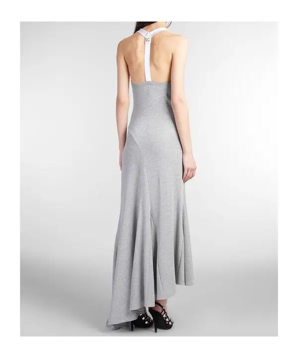 Off-White Sleeveless Cut-out Asymmetric Dress - Gray
