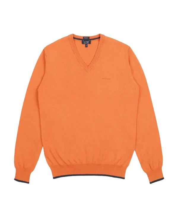 Emporio Armani V-neck Sweater With Ribbed Trim - Orange
