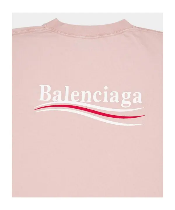 Balenciaga Logo Embroidered Crewneck T-shirt - Light Pink