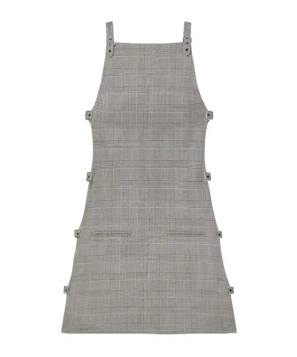 COURREGES Prince Of Wales Multi-strap Mini Dress - Sand/mud Brown
