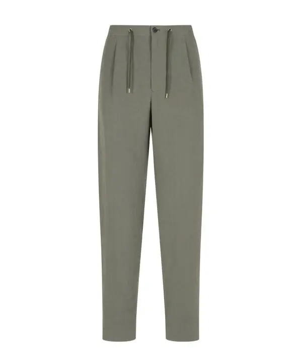 Giorgio Armani Pleated Drawstring Trousers - Gray
