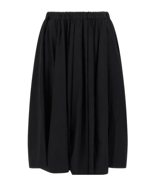 Comme Des Garçons Pleated Skirt With Drawstring Waist - Black