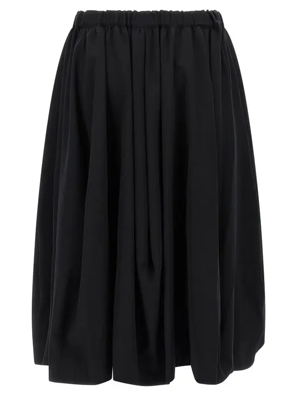 Comme Des Garçons Pleated Skirt With Drawstring Waist - Black