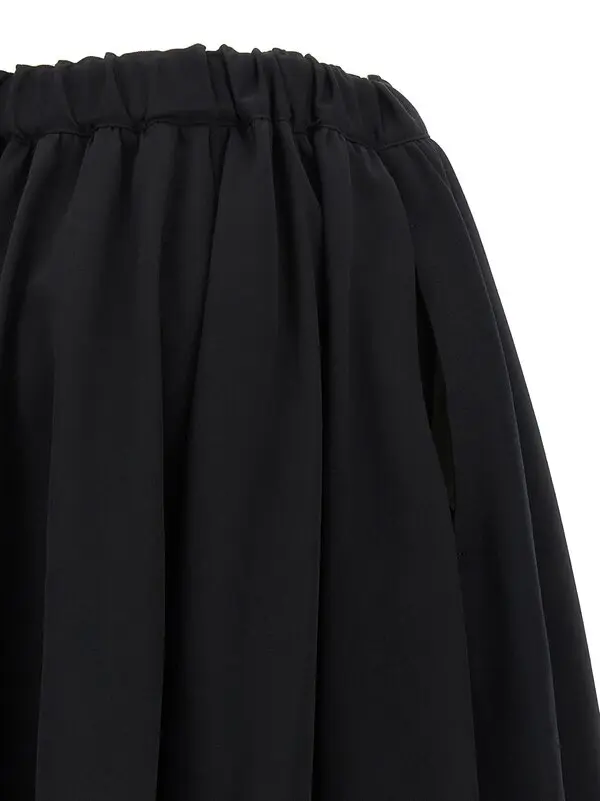 Comme Des Garçons Pleated Skirt With Drawstring Waist - Black