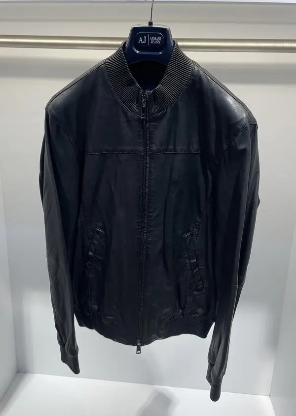 Emporio Armani Leather Zip-up Bomber Jacket