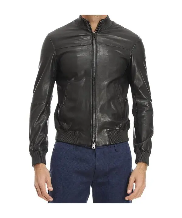 Emporio Armani Leather Zip-up Bomber Jacket