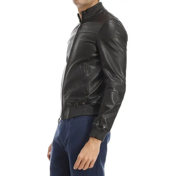 Emporio Armani Leather Zip-up Bomber Jacket