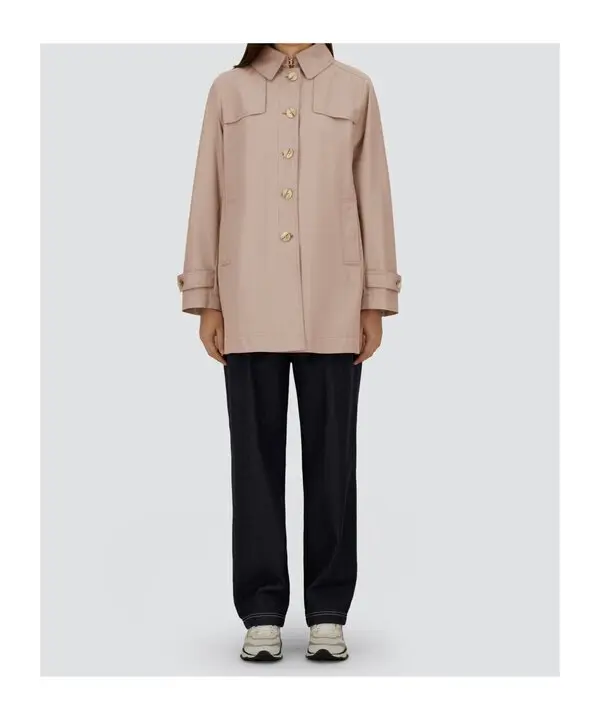 Herno Single-breasted A-line Coat - Nude