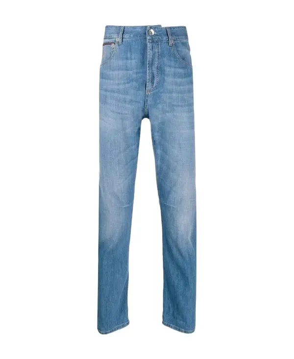 Brunello Cucinelli Logo Patch Tapered Jeans
