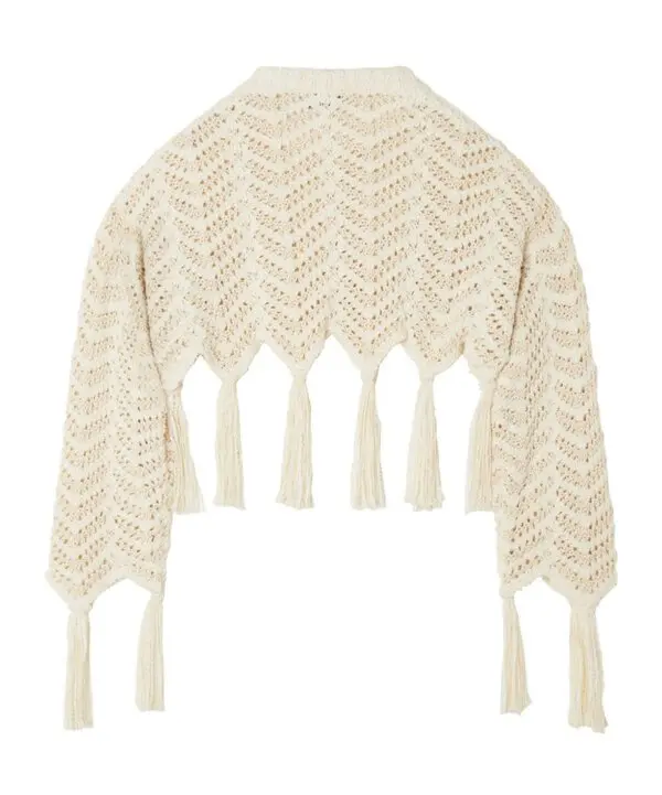 Alanui Chevron-knit Fringed Crewneck Jumper