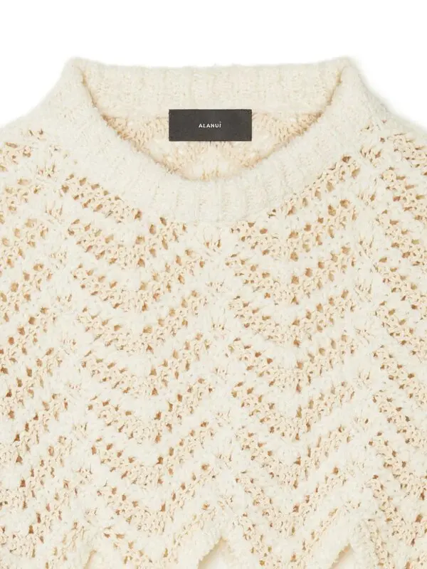 Alanui Chevron-knit Fringed Crewneck Jumper