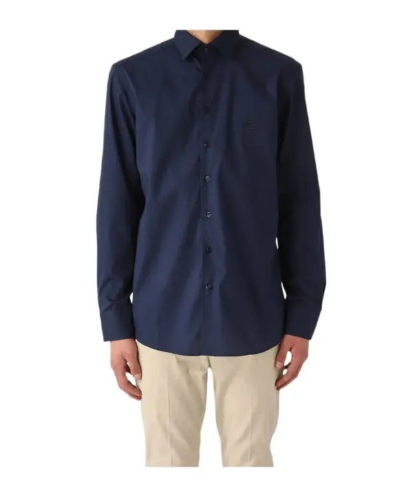 Etro Pegaso Embroidered Buttoned Poplin Shirt - Navy