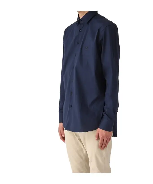 Etro Pegaso Embroidered Buttoned Poplin Shirt - Navy