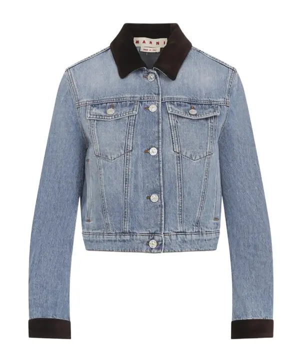 Marni Denim Jacket With Contrasting Collar And Cuffs - Gray