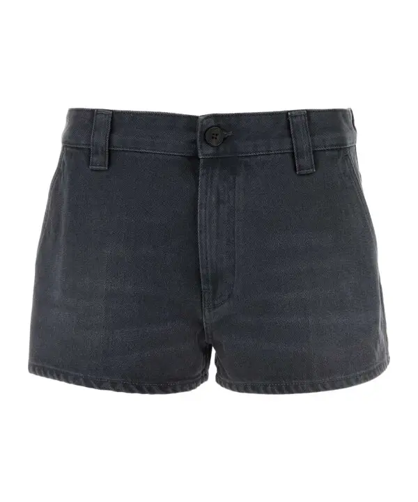 Miu Miu Logo Detailed Shorts - Gray