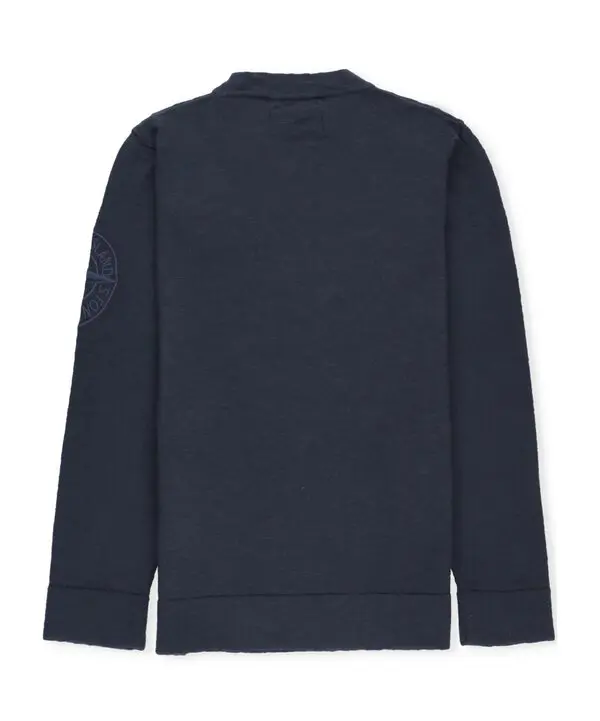 Stone Island Embroidered Logo Knitted Jumper - Blue