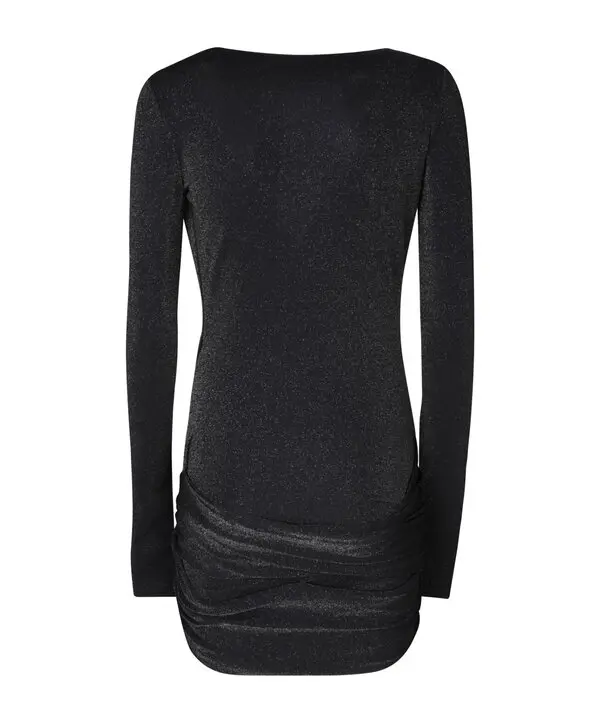 Red Valentino Long Sleeve V-neck Draped Dress