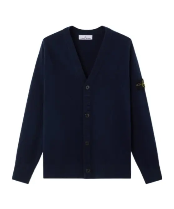 Stone Island V-neck Cardigan - Navy