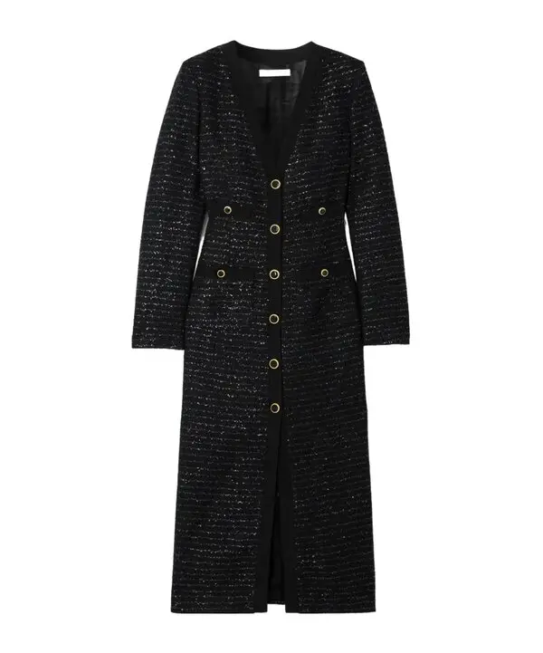 Alessandra Rich Long-sleeved V-neck Button-front Dress