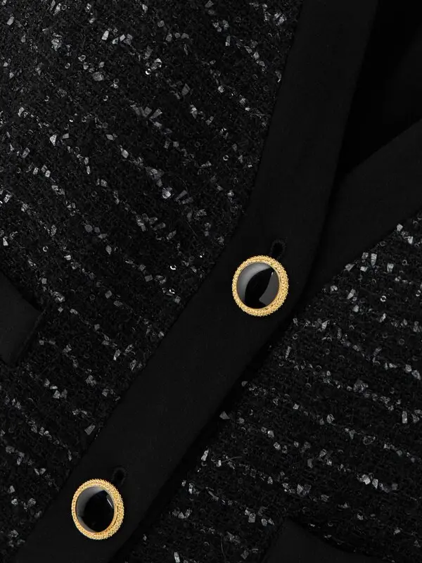 Alessandra Rich Long-sleeved V-neck Button-front Dress
