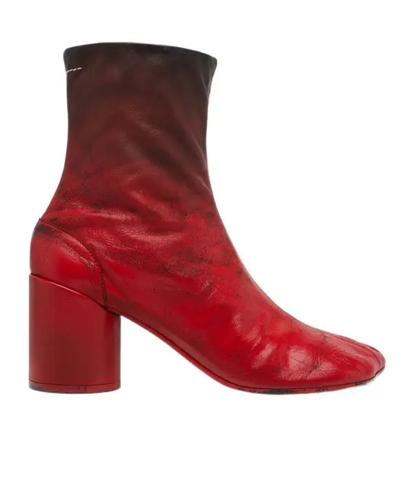 MAISON MARGIELA Zip-up Ankle Boots With Block Heel - Red