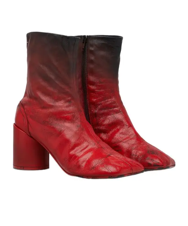 MAISON MARGIELA Zip-up Ankle Boots With Block Heel - Red