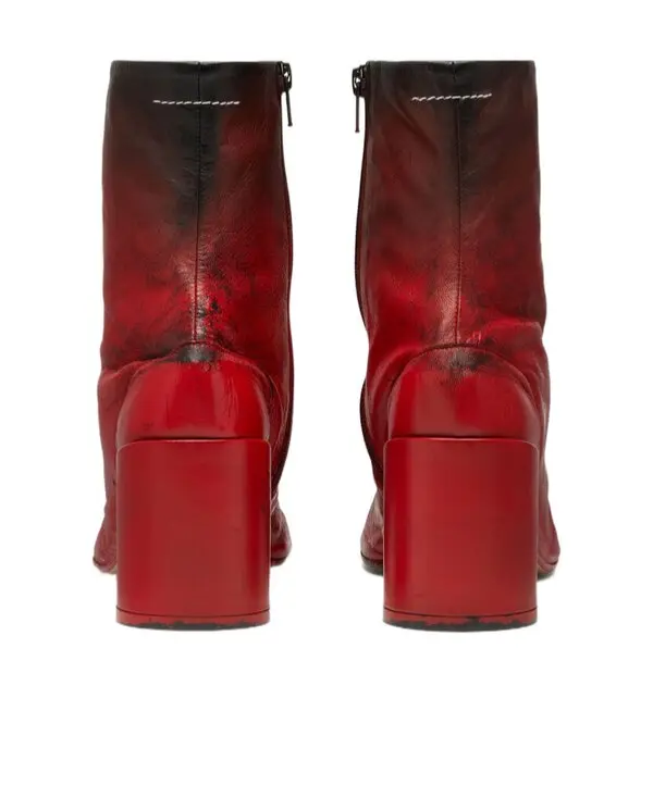 MAISON MARGIELA Zip-up Ankle Boots With Block Heel - Red