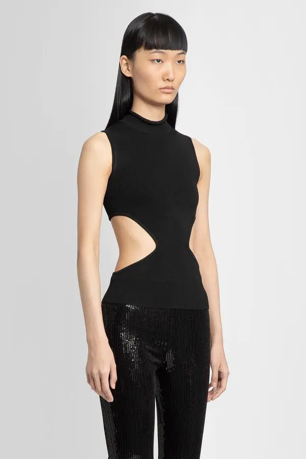 We11Done Ribbed-knit Cut-out Top