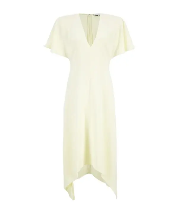 Stella McCartney V-neck Midi Satin Dress - White