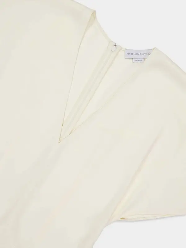 Stella McCartney V-neck Midi Satin Dress - White