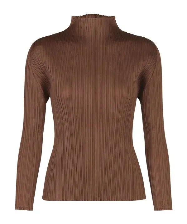 PLEATS PLEASE BY ISSEY MIYAKE High Collar Batwing Sleeve Top