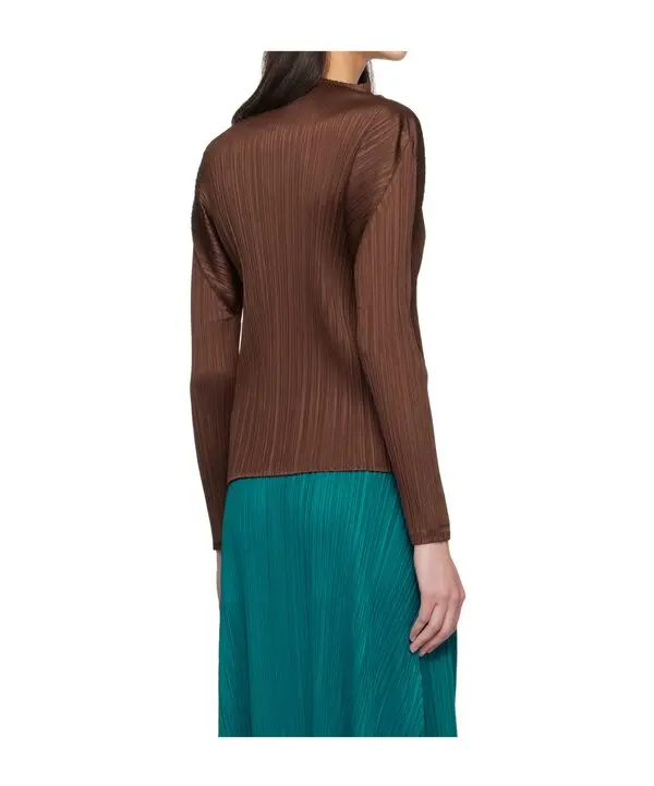 PLEATS PLEASE BY ISSEY MIYAKE High Collar Batwing Sleeve Top