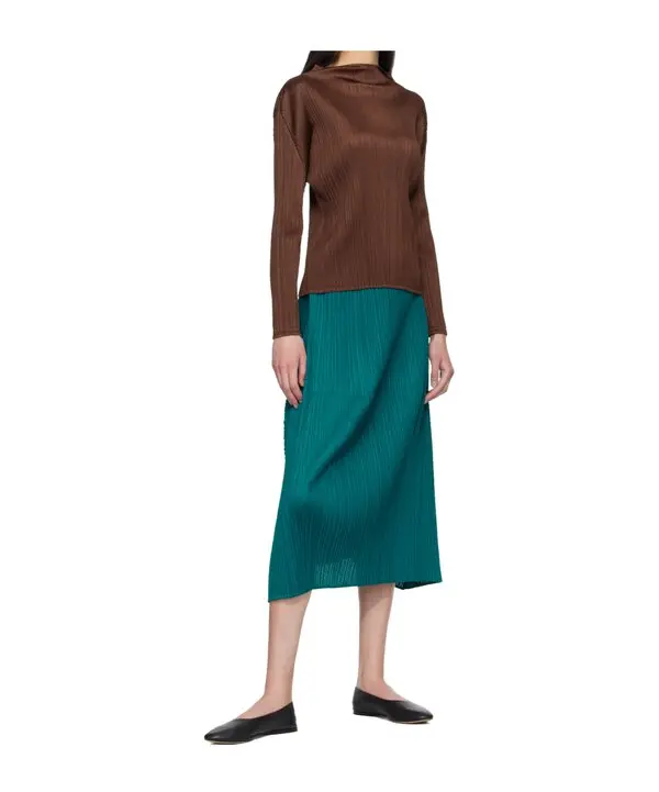 PLEATS PLEASE BY ISSEY MIYAKE High Collar Batwing Sleeve Top