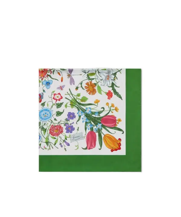 Gucci Floral Printed Twill Scarf - Multicolor
