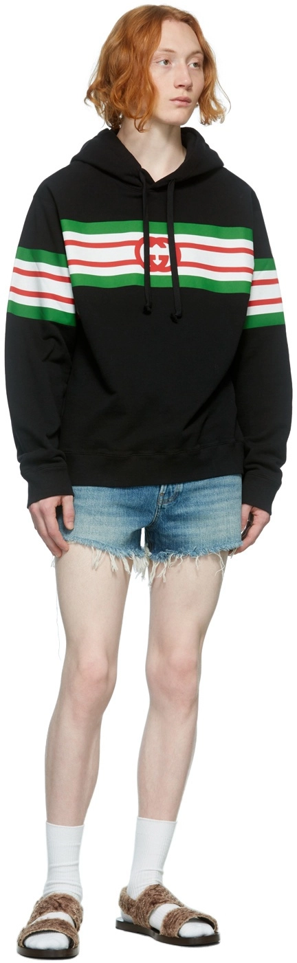 Gucci Interlocking G Print Hooded Sweatshirt - Black