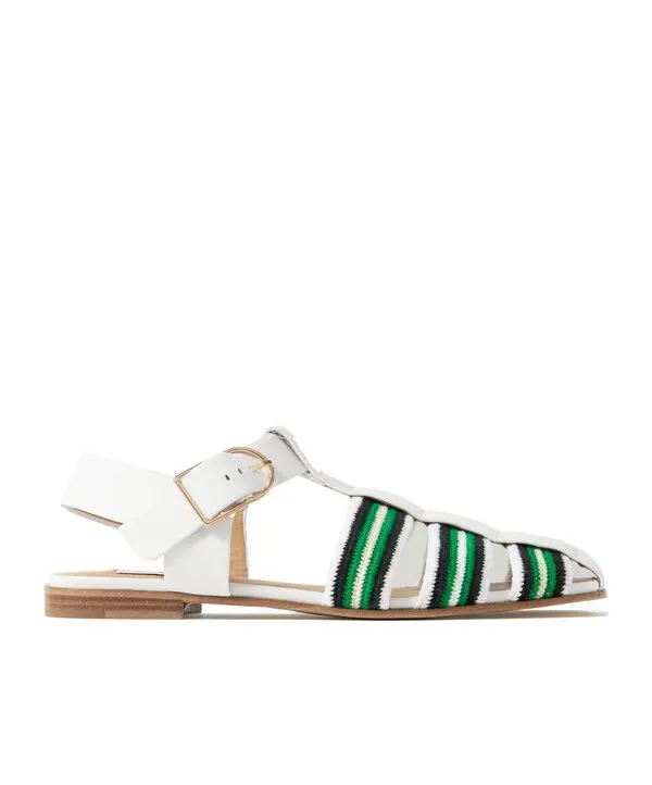 Gabriela Hearst Striped Crochet Sandals - White
