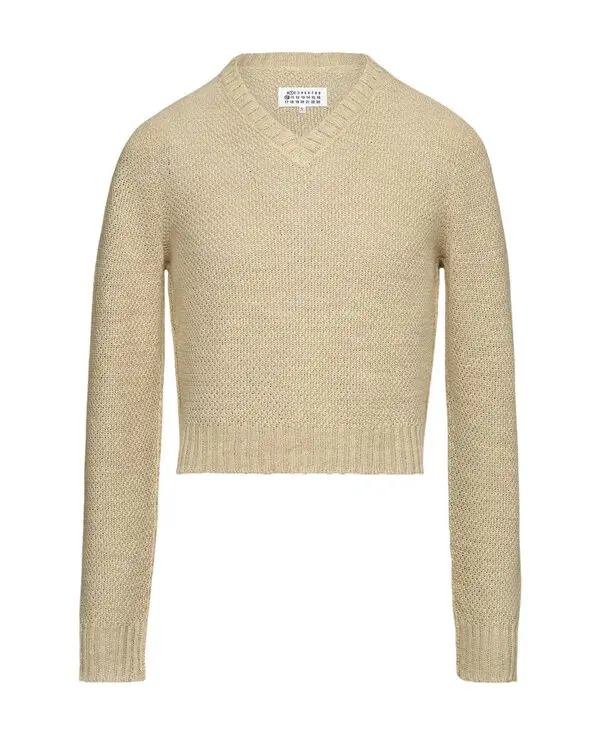 MAISON MARGIELA V-neck Knitted Jumper - Light Brown