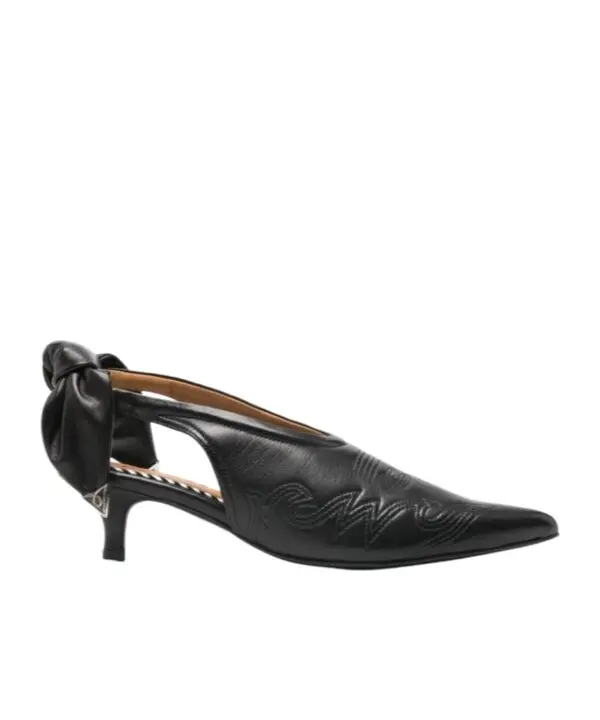 Toga Bow-detail Pointed Toe Pumps - Black