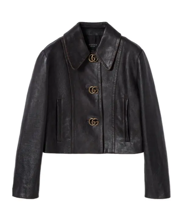 Gucci Leather With Aged Effect Jacket